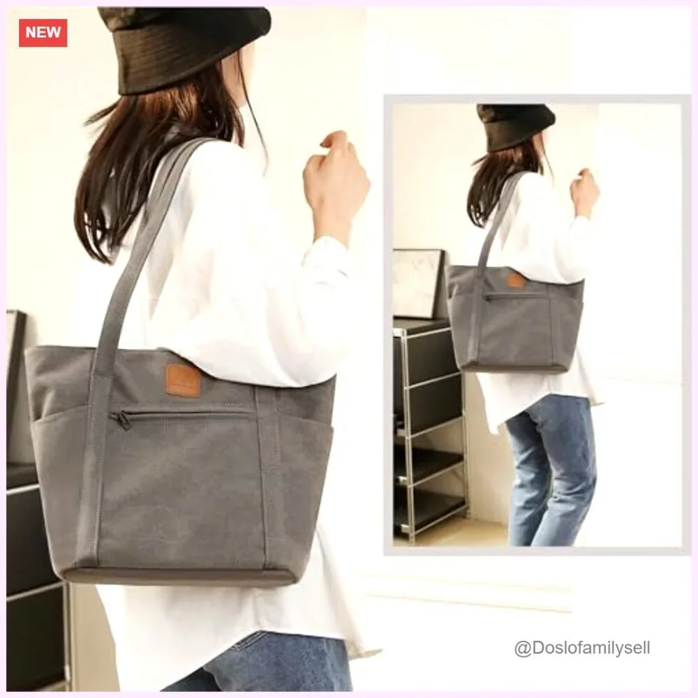 Bags | Heavy Duty Canvas Shoulder Tote Bag Multipocket Work Bag | Poshmark